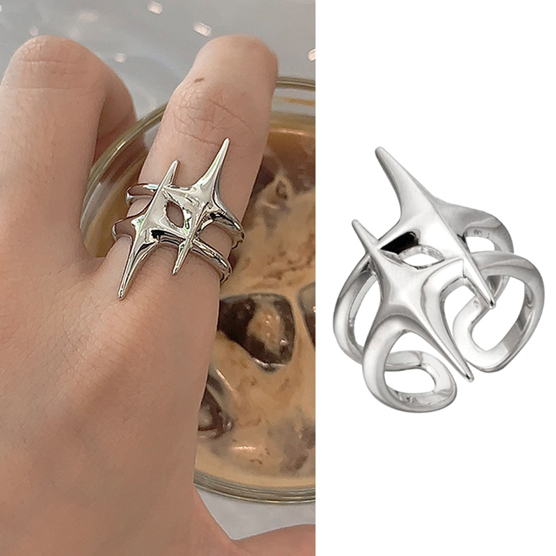 Punk Silver Color Stars Open Rings For Men Fashion Jewelry Gift Hip Hop ...