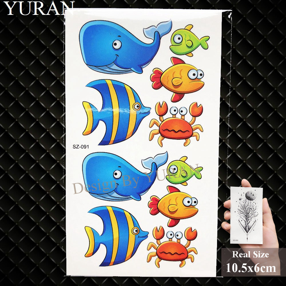 YURAN Cute Children Arm Tattoo Stickers Baby Hands Fish Temporary ...