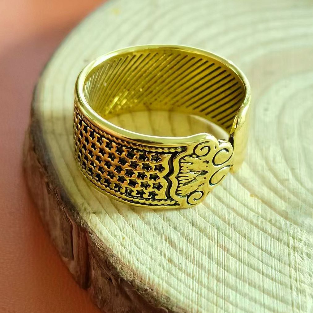 Thai silver opening retro auspicious cloud ring men's trendy ring men's single ring auspicious ...