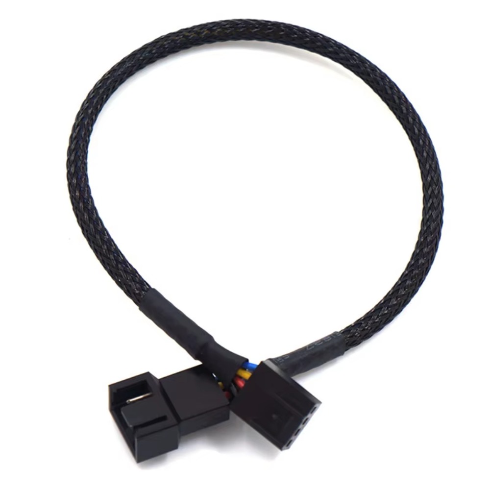 CPU Fan Wire Male To Female 4 Pin Pwm Fan Cable Connector Black Sleeved ...