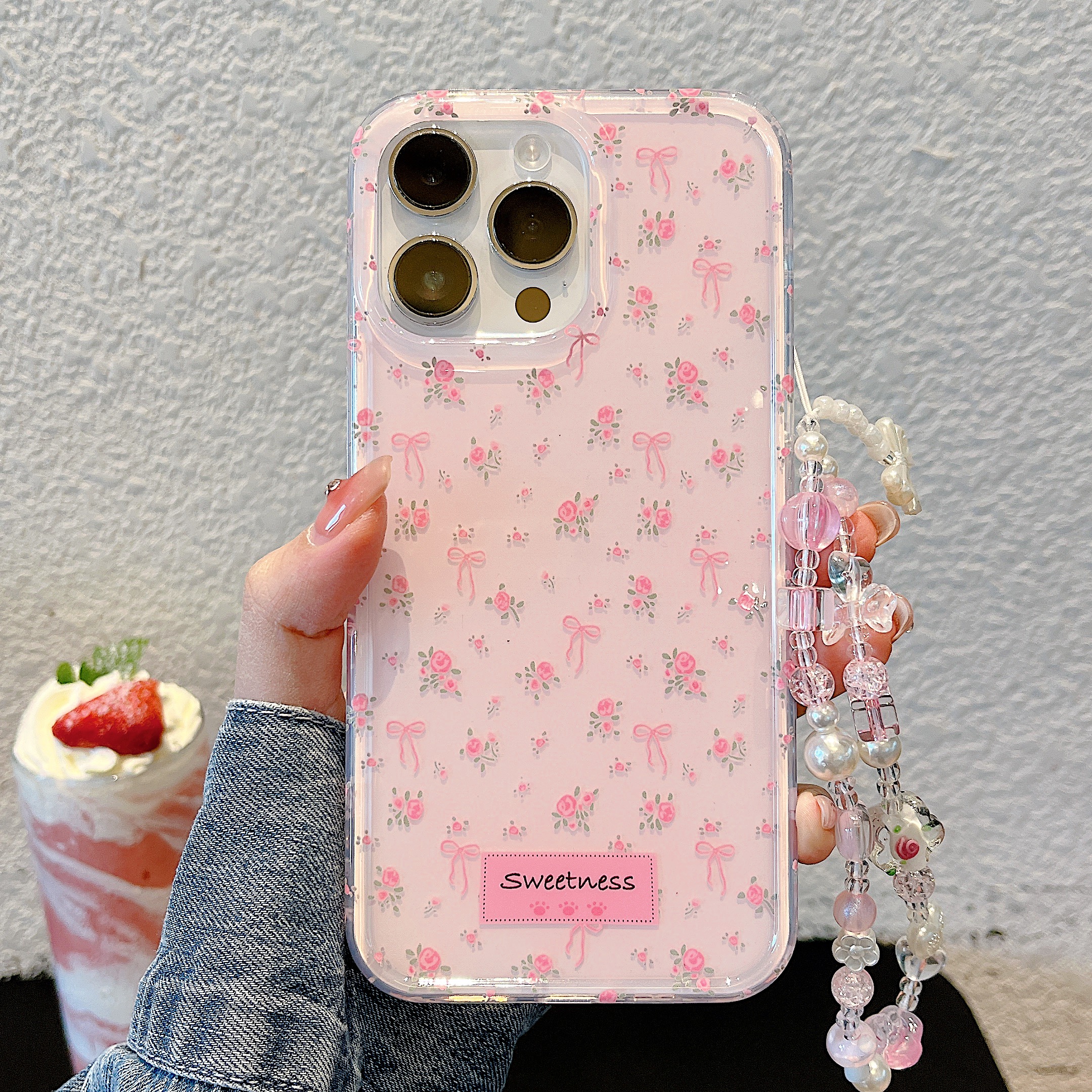 Sroof for New versatile pearl love bow element phone case hanging chain ...