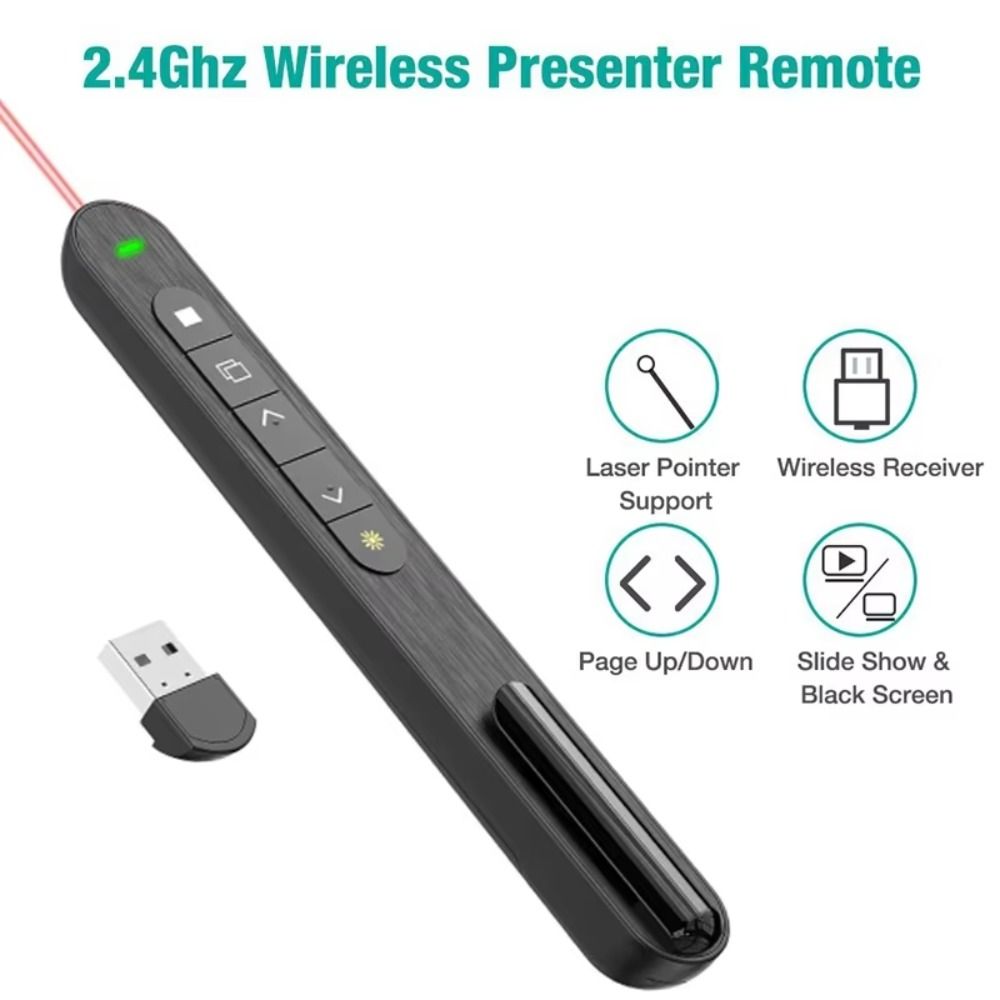 Comfortable Grip 2.4GHz Wireless Presentation Clicker Charging Infrared ...