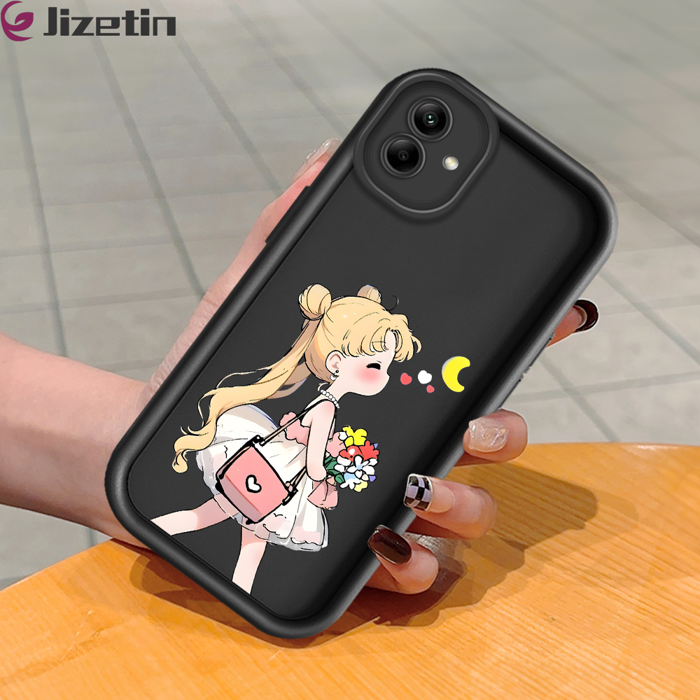 Jizetin for Samsung A04 Back Cover Beautiful Girl Flowers Ladder Camera ...