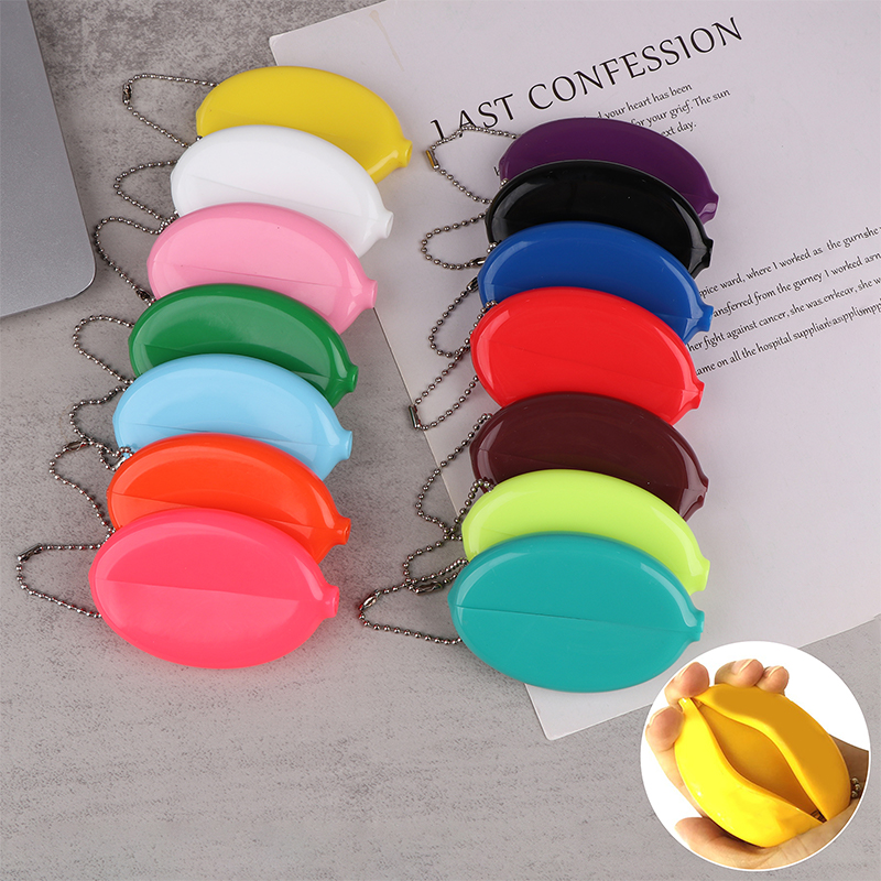 Small Oval Coin Purse Mini Earrings Rings Storage Box With Chain Solid ...