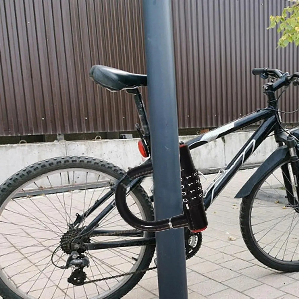 Durable Anti Theft Bicycle Lock U Shape 4 Digit Code Password Lock Zinc ...