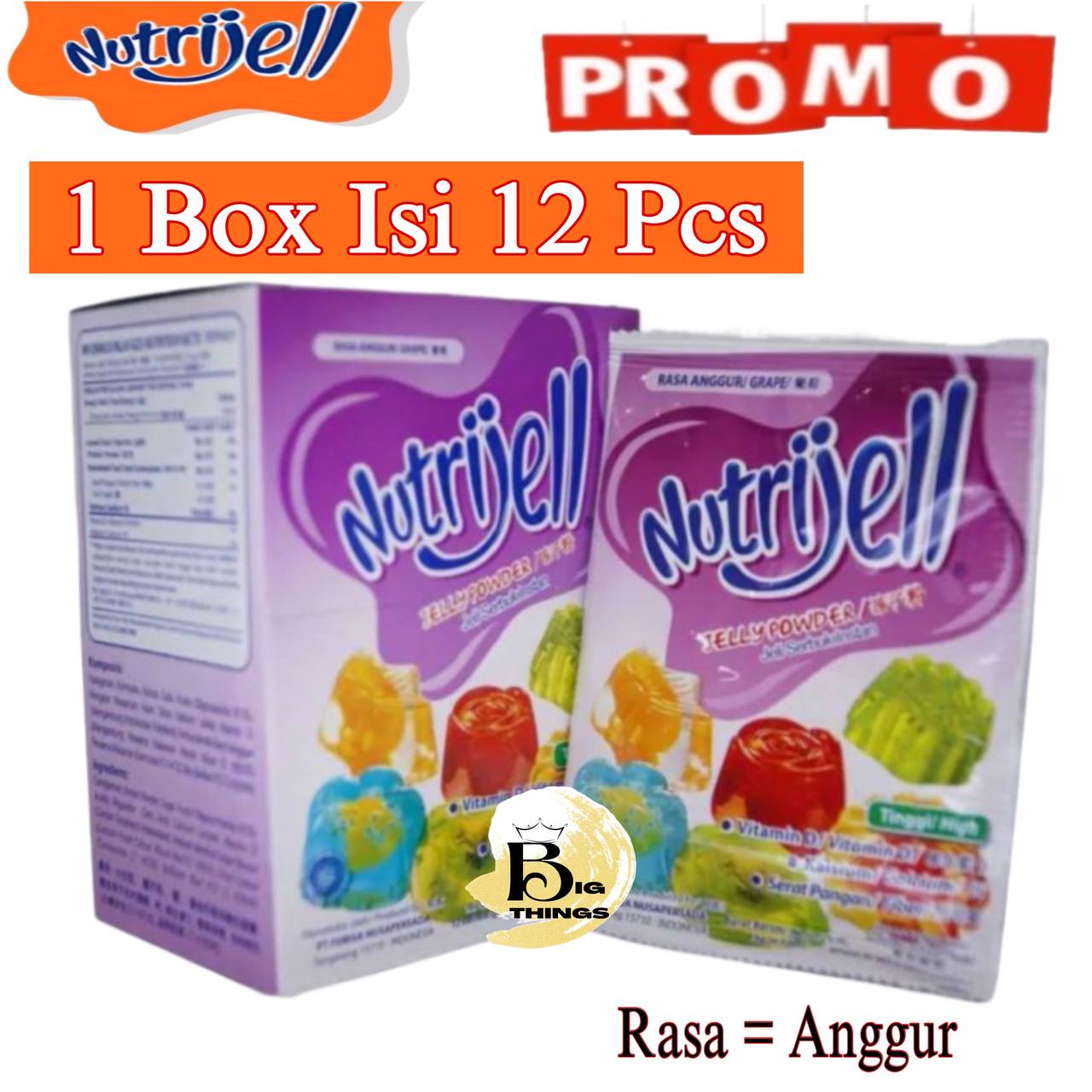 Nutrijell Agar Jelly Instan 10gr Rasa Anggur Kemasan Box Isi 12 Sachet ...