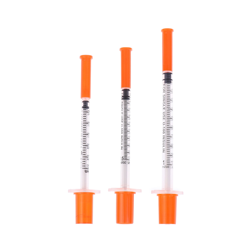 5Pcs 0.3/0.5/1ML Disposable Plastic Veterinary Syringe Orange Cap ...