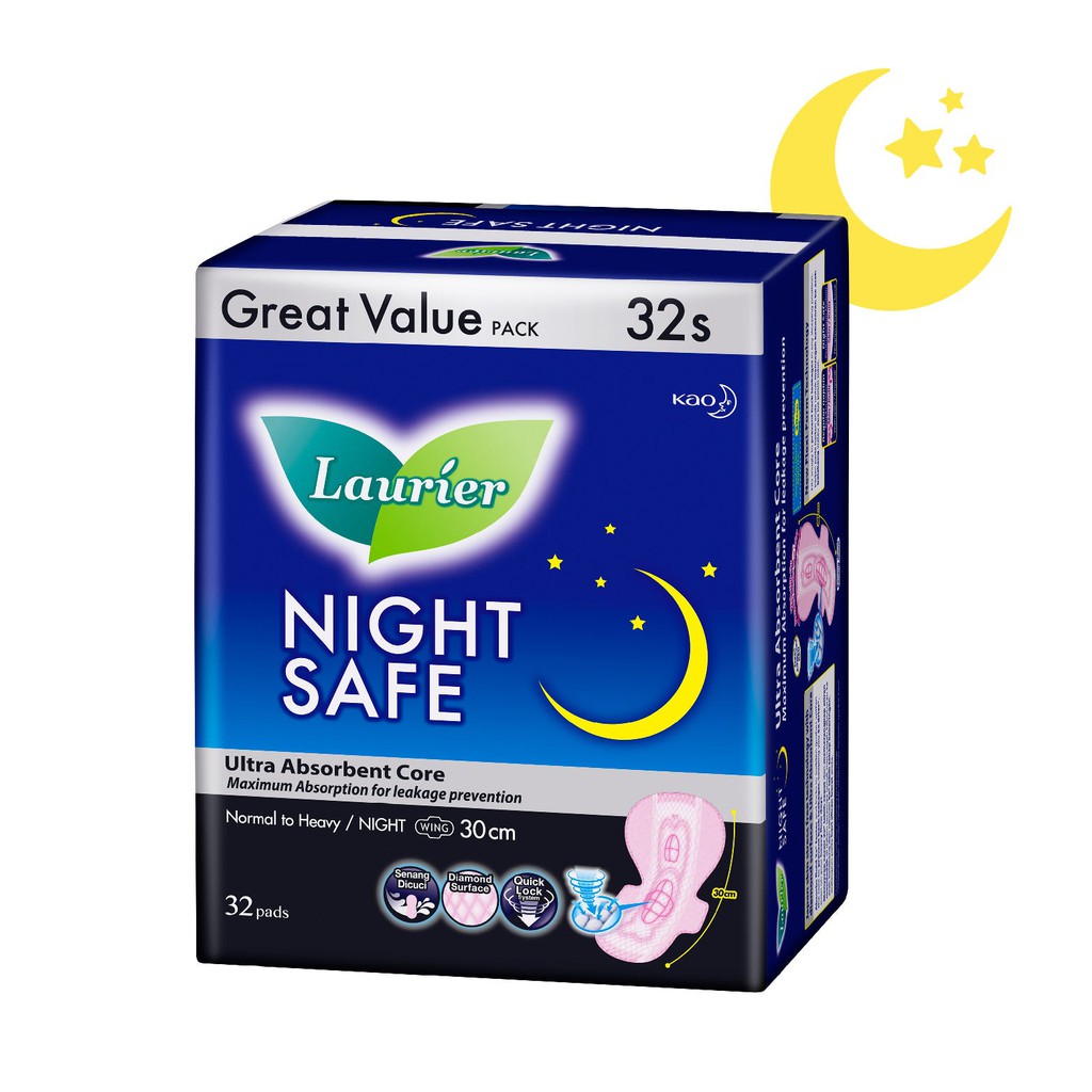Laurier Night Safe Wing 30cm / 35cm / 16's /32's / 12's / 24's | Lazada