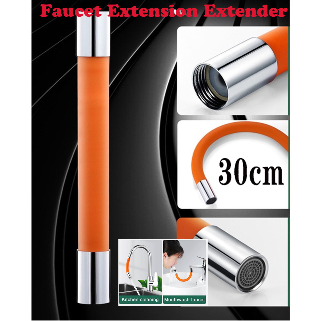 Faucet Extension Hose 360 Degrees Silicone hose Kitchen Faucet ...