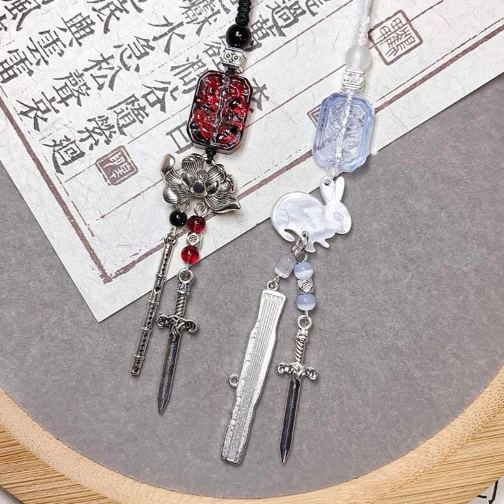 New Chinese Aesthetic Beaded Phone Charm DIY Anti-loss Keychains Gift ...