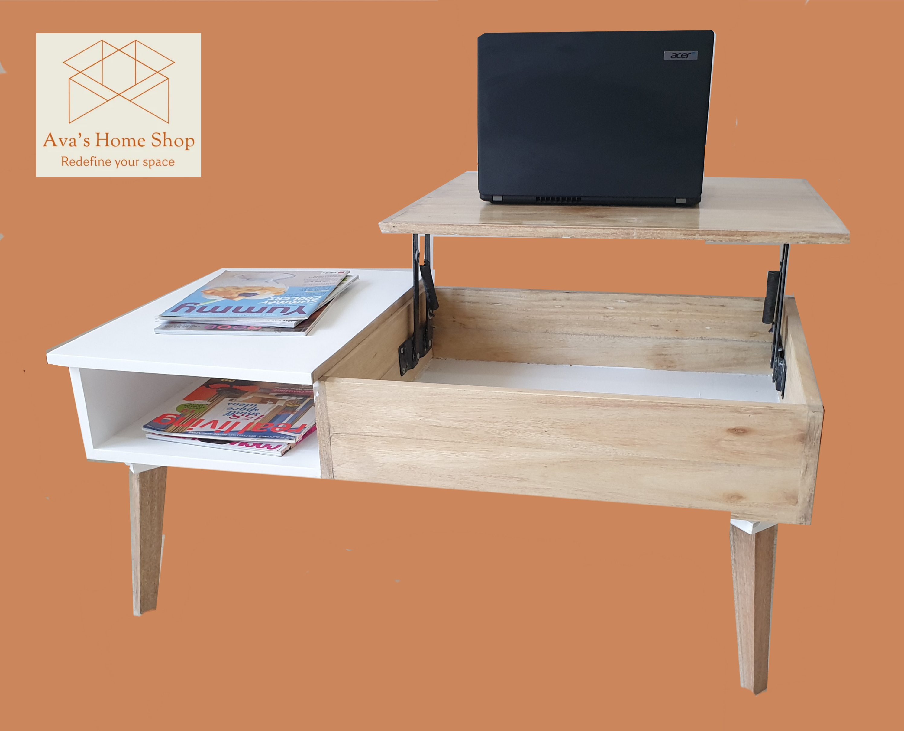 coffee table with top lift features, center table convertible to laptop ...