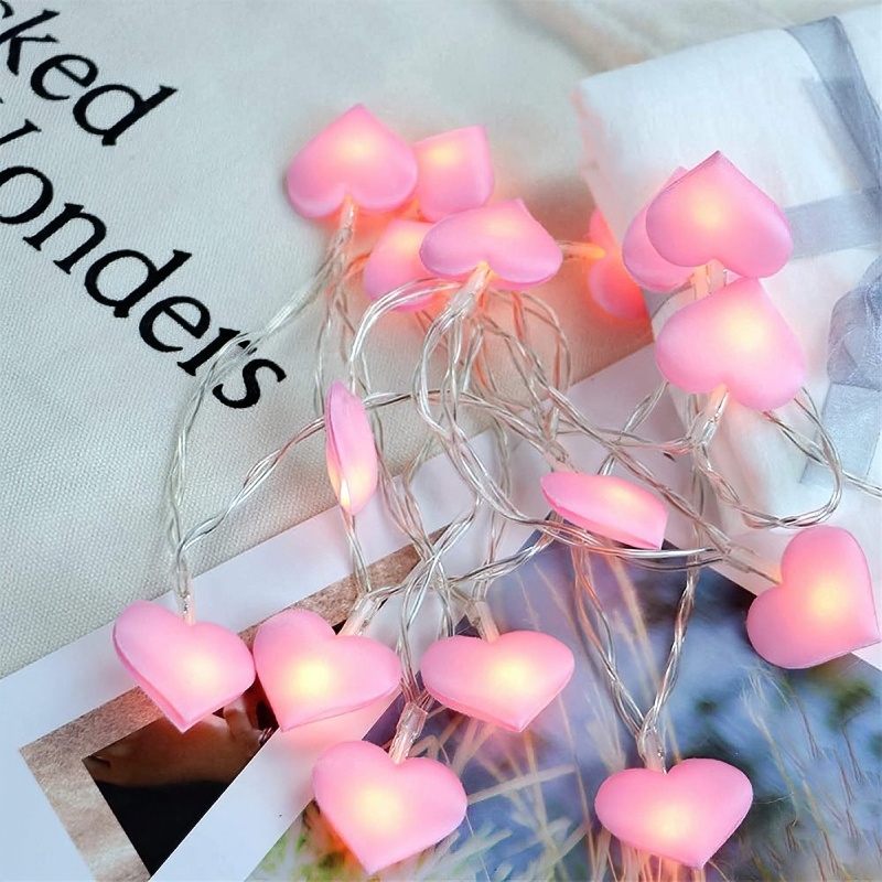 20 Led Love Heart Wedding Decoration String Lights Pink Girl Party Home ...
