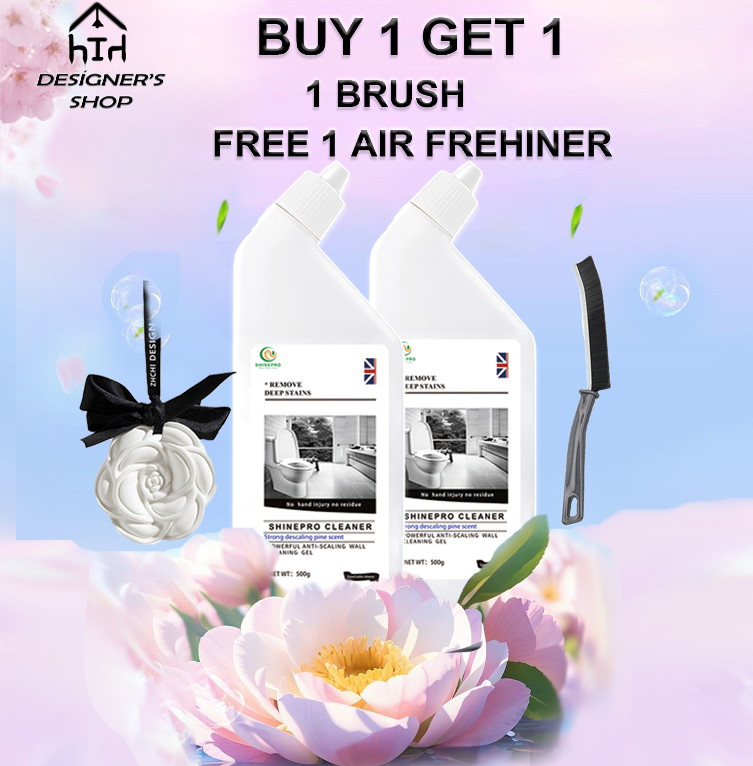 Shinepro B 1 G 3 item (2 Toilet Cleaner + 1 BRUSH +1 Air Freshener ...
