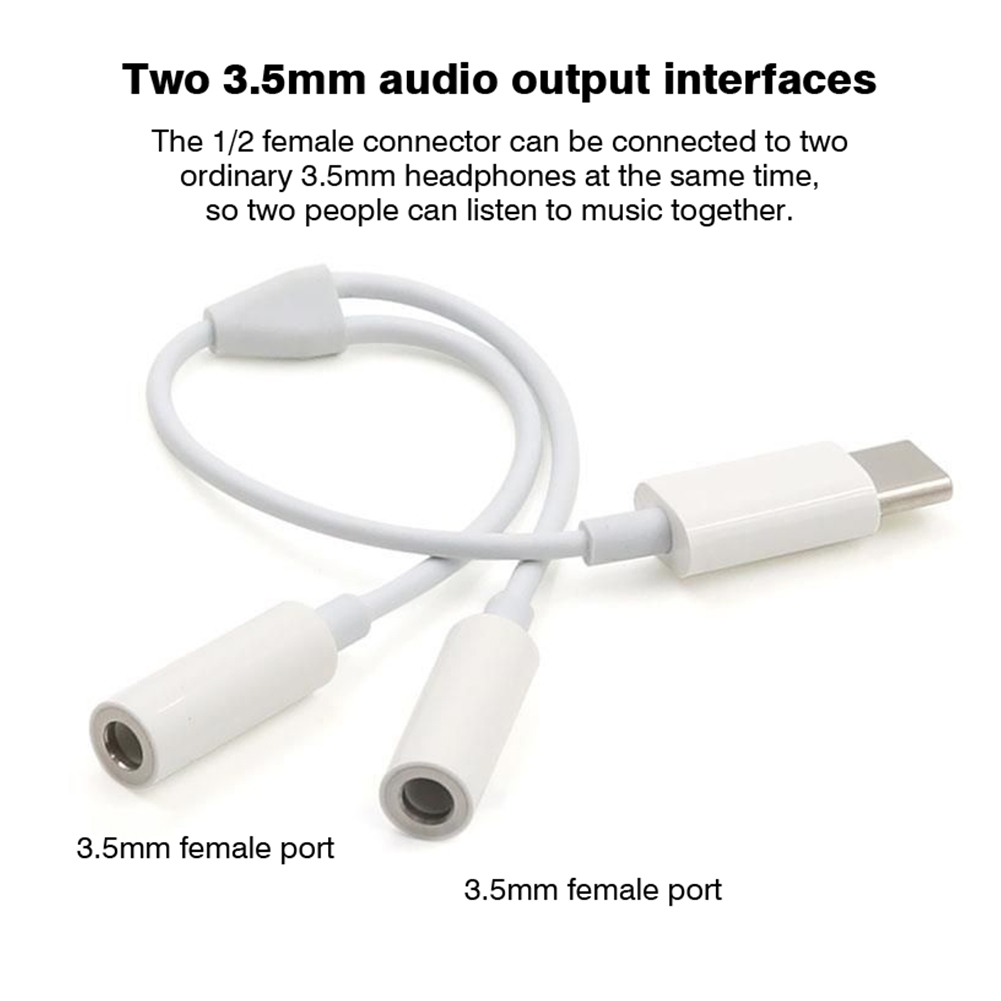 Byscoon USB Type C To double 3.5mm Aux Adapter Type-c 3 5 Jack Audio ...