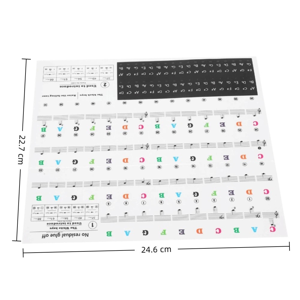 Practical PVC Adhesive Piano Sticker Reusable Color Letters /Black ...