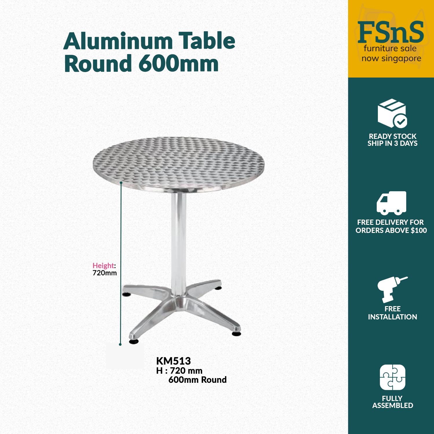 SG Ready Stock Aluminum Table Square / Round 60cm | Lazada Singapore