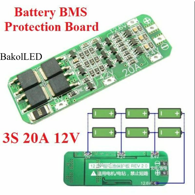 Modul BMS 3S 12V 20A regulator baterai Diy power amplifier BakolLED ...
