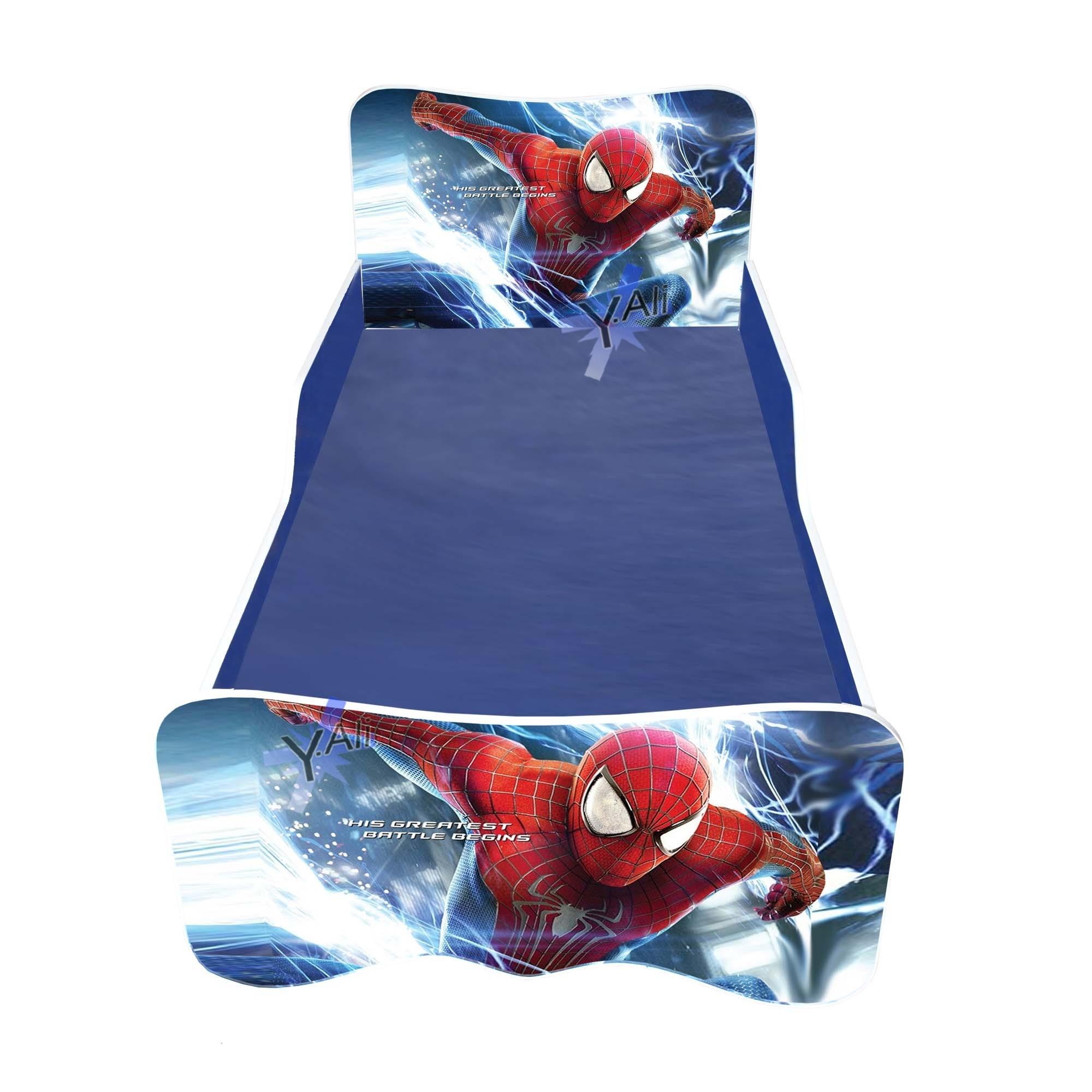 OS - 6x3 feet Spider man Theme Wooden Bed for Kids Blue without matress ...