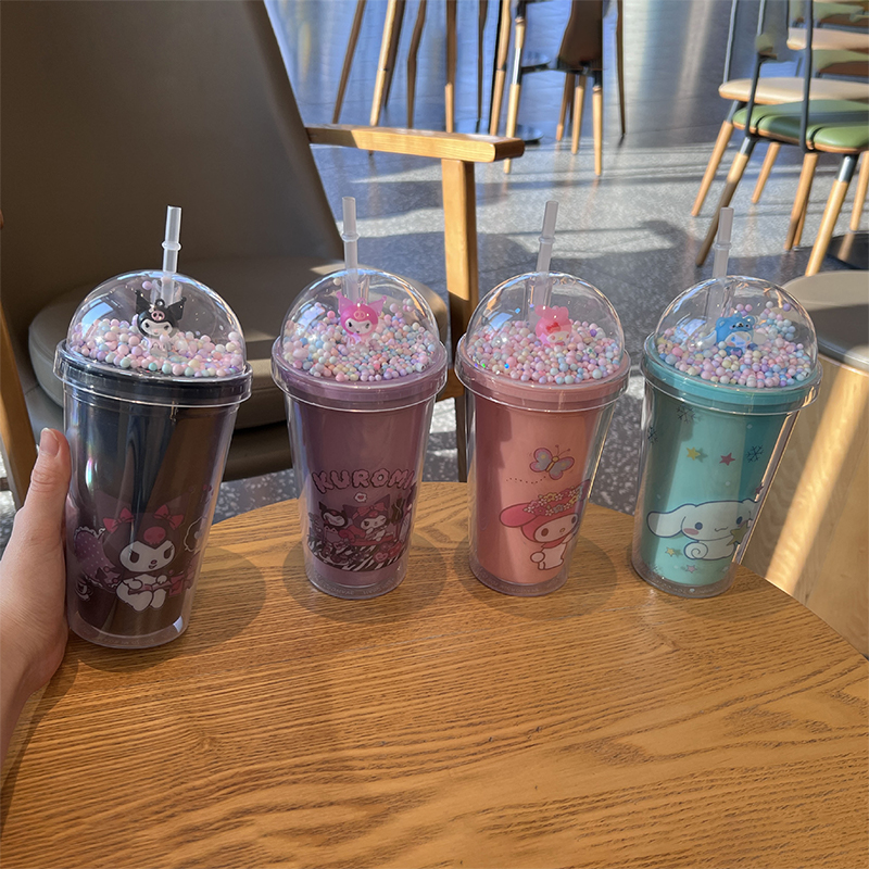 Portable Anime Sanrio Water Bottle Hello Kitty Melody Kuromi Plastic ...