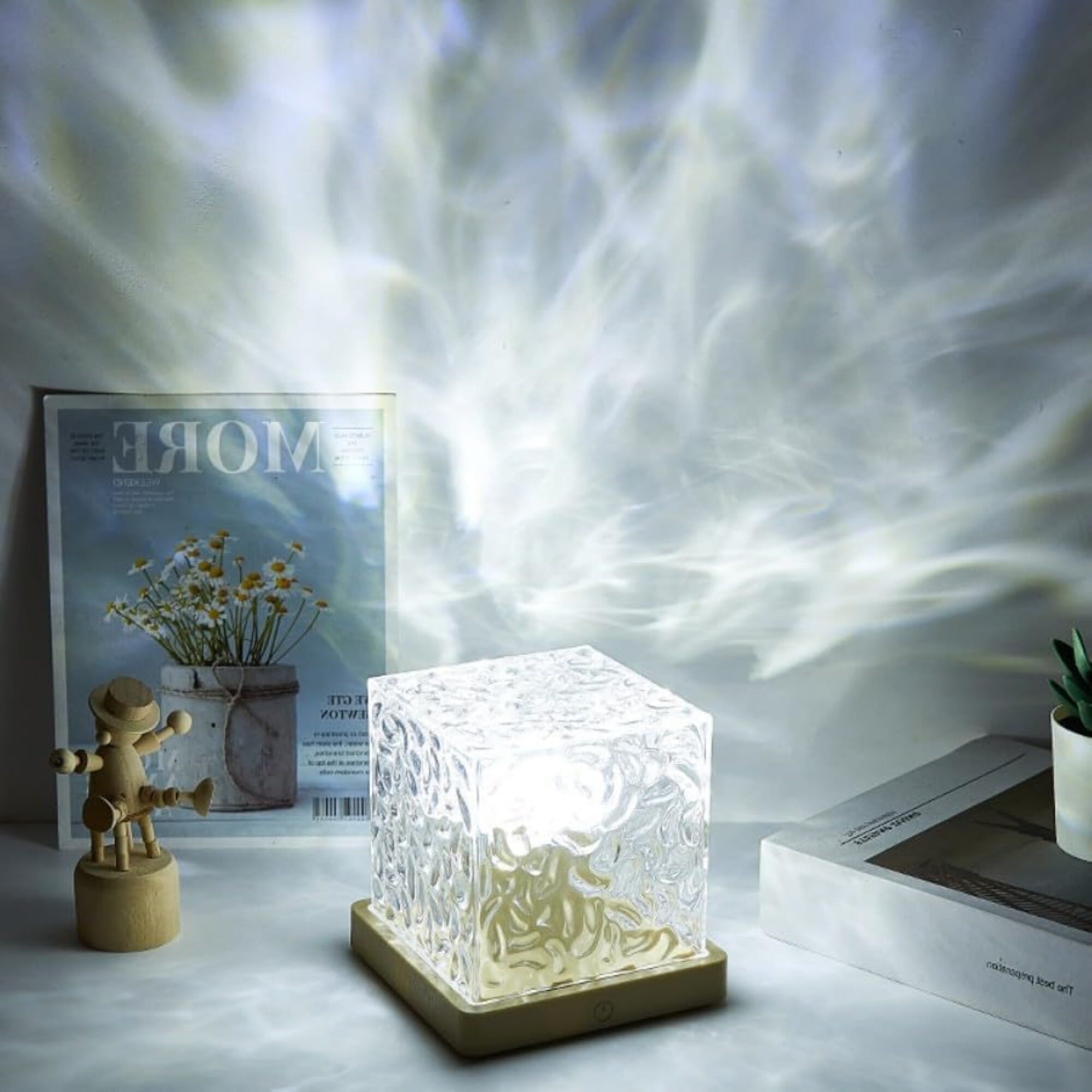 acrylic Romantic Ocean Wave Night Light Projector Lamp, 3D Water Wave ...