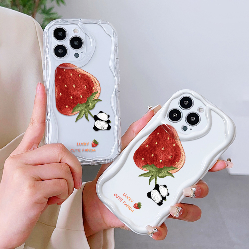 UCUC for OPPO A54 A54 2021 Back Cover Strawberry Panda Cream Texture ...