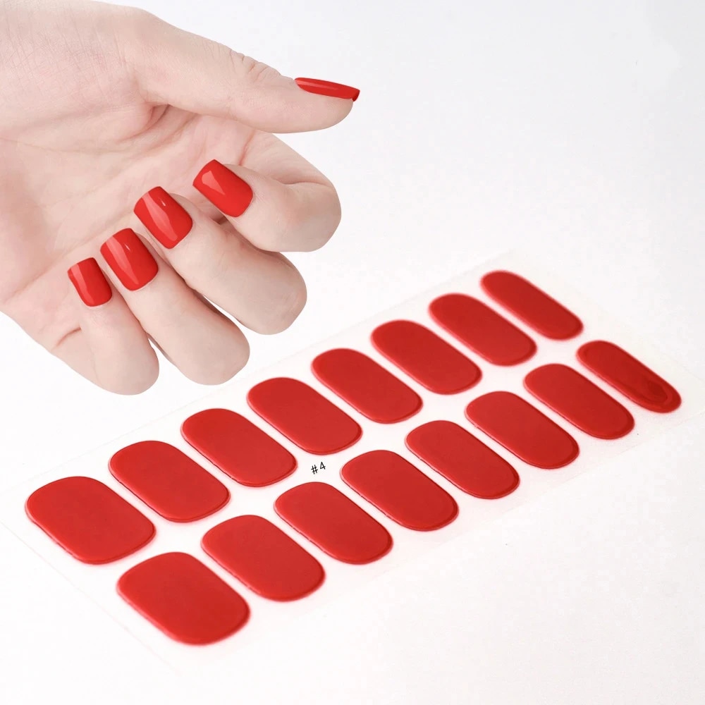 BeliefMelief Profesional 16Pcs UV Semi Cured Nail Stickers Full Cover ...