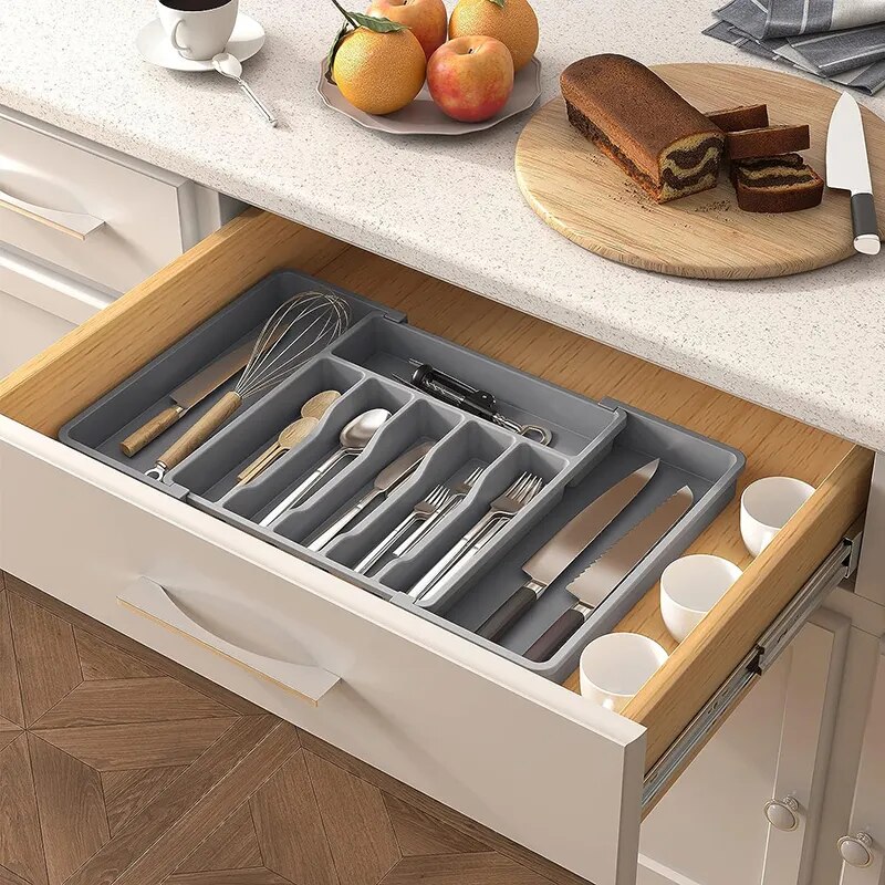 Expandable Utensils Tray Kitchen Cutlery Storage Box Knife Holder ...