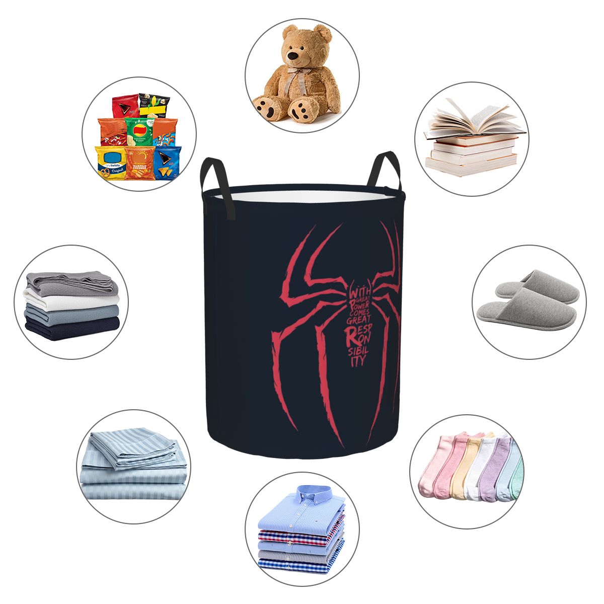 Custom Spider Man Laundry Basket Collapsible Comics Clothes Hamper for ...