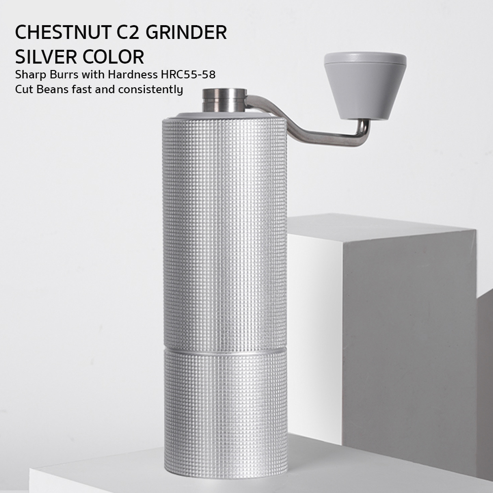 TIMEMORE OFFICIAL Chestnut C2 Silver Coffee Grinder เครื่องบดกาแฟมือ ...