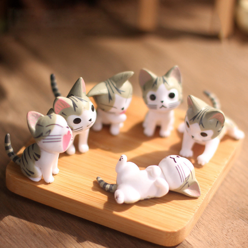 Cheese cat miniature figurines toys cute lovely Model Kids Toys 4cm PVC ...