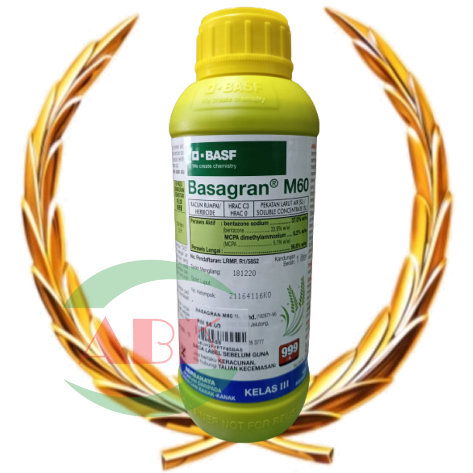BASF BASAGRAN M60 (1L) ORIGINAL HERBICIDE 37.0 + 6.2% CLASS 3 RUMPUT ...