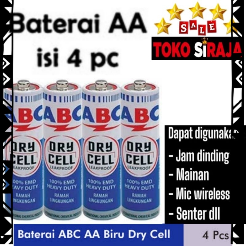 BATERAI ABC AA 1 PACK 4 PC / BATU BATREY JAM DINDING / BATTERY ABC AA ...