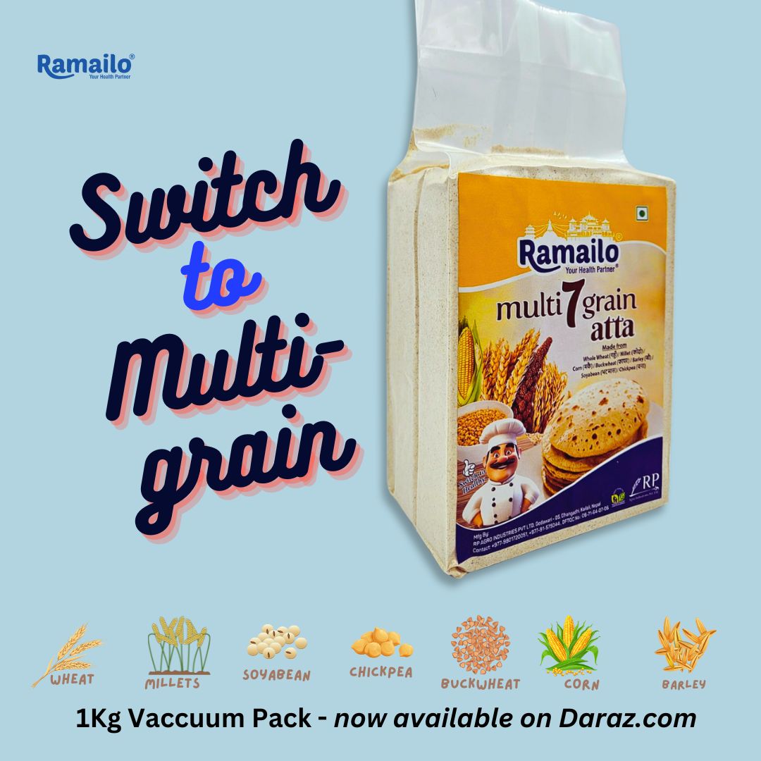 Ramailo Multigrain 7-grain Multi Grain Atta 1 Kg x 3 Vaccuum Fresh Pack ...
