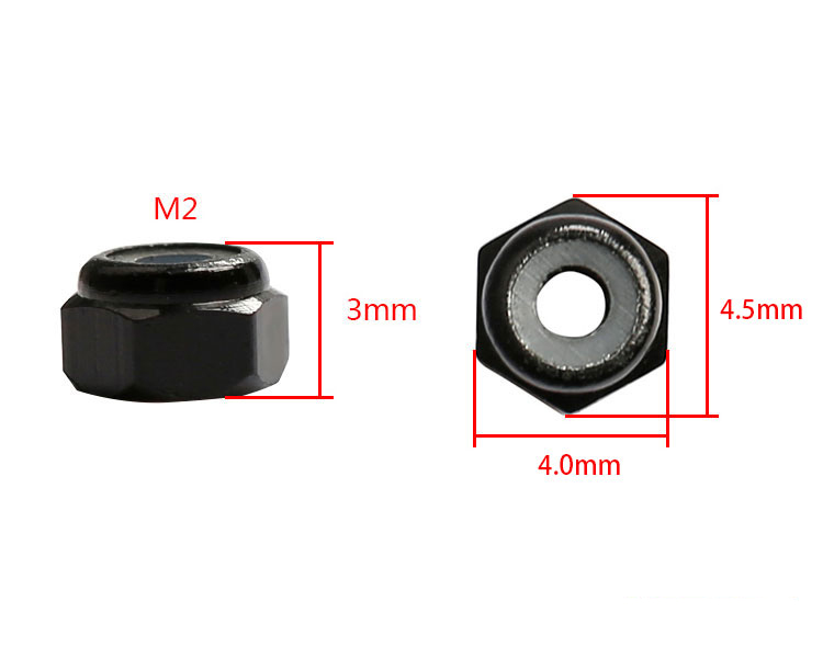 4pcs Metal/nylon M2 Nut 4.5mm/4mm Lock Nuts Locknut Anti-Loose Screws ...