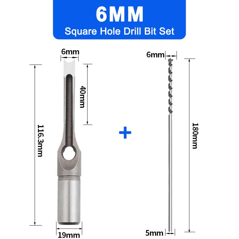Square Hole Drill Bits Set HSS Twist Drill Core 6-16mm Woodworking ...