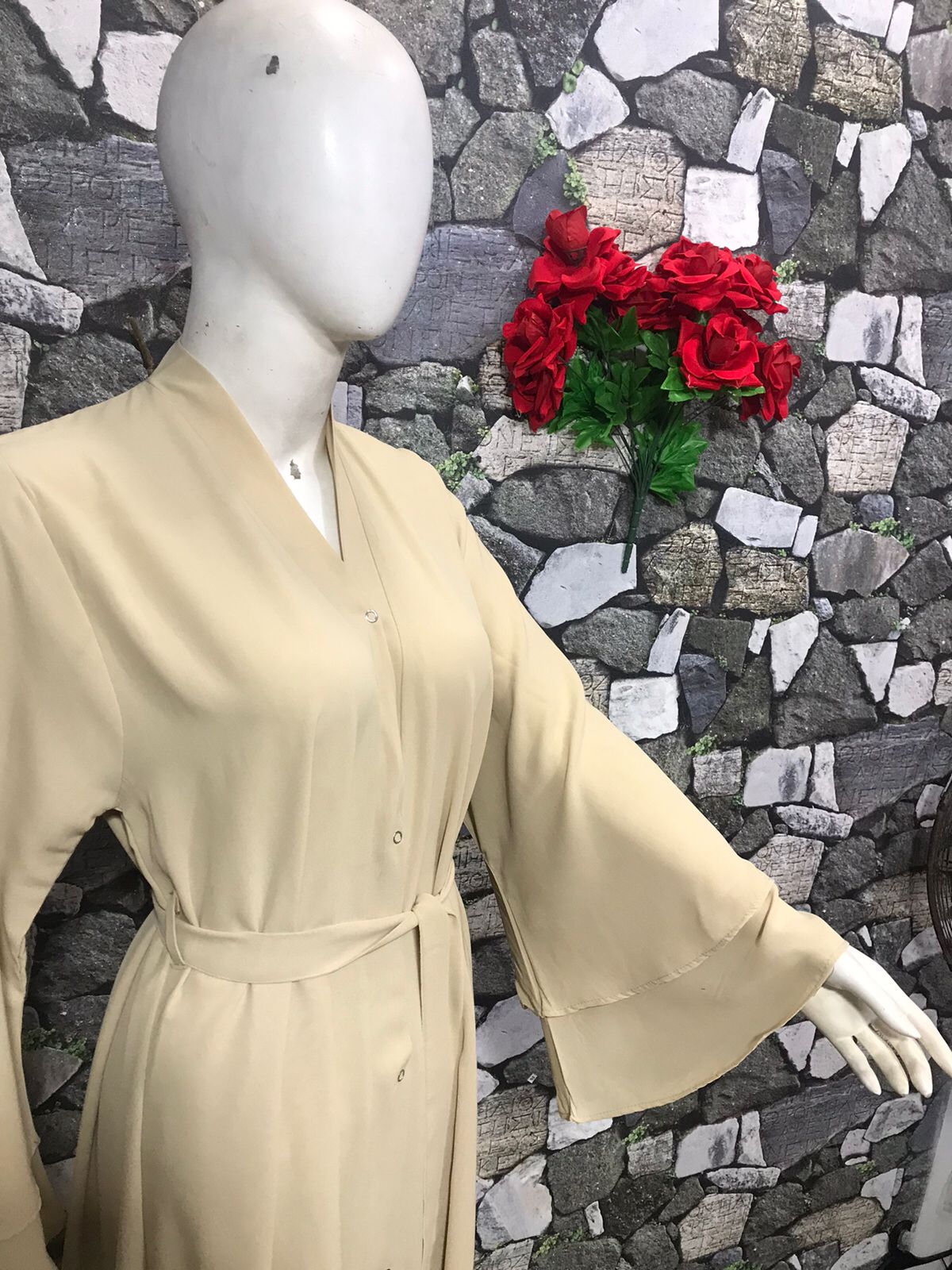 Front Open Double Layer Abayas Plain Front Open 2 Steps Abayas With ...