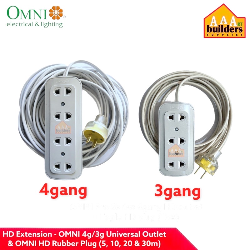 Heavy Duty Omni Extension Cord Extension Wire 4gang Or 3gang 5m 10m 20m 30m 16 2 Or 14 2 Wires