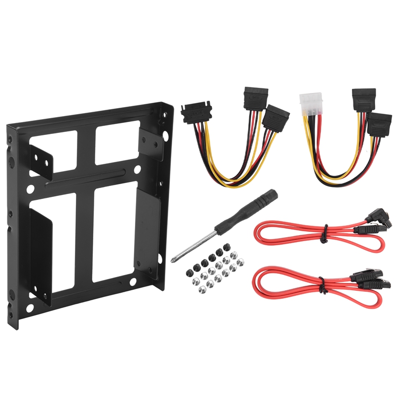 Dual SSD HDD Mounting Bracket 3.5 to 2.5 Internal Hard Disk Drive Kit ...