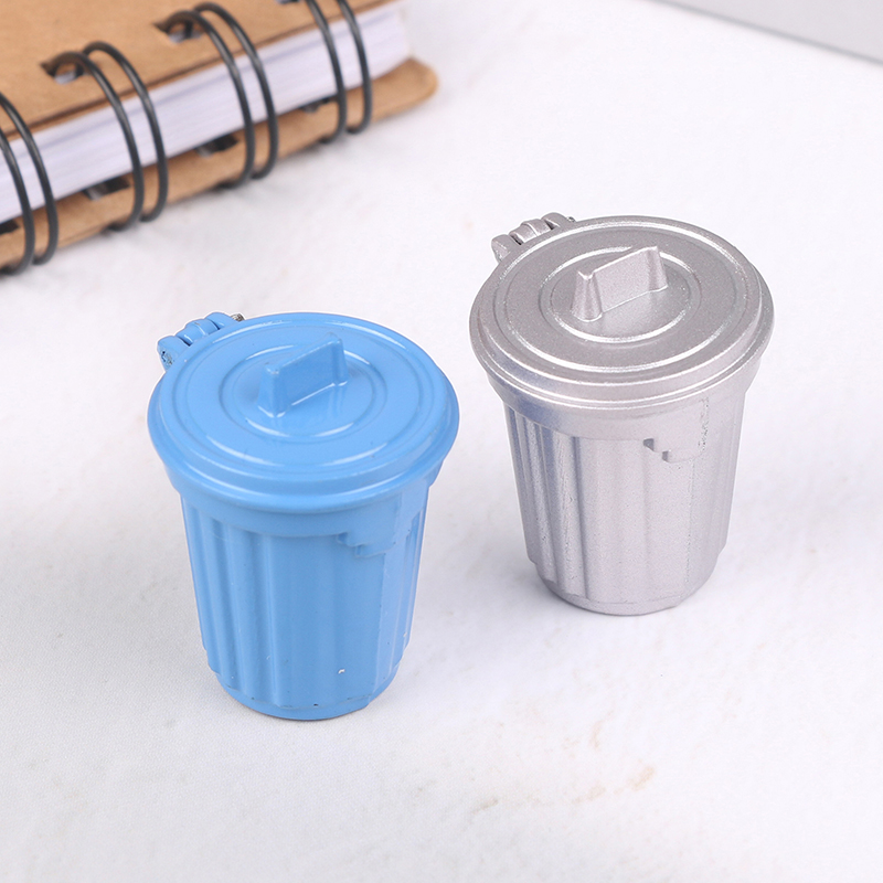 Miniature Toy Model Scene Doll House Accessories Mini Wooden Trash Can ...