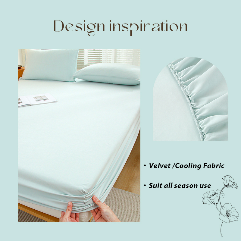 Dansunreve Soild Color Bed Sheet VelvetCooling Fiber Fittedsheet ...