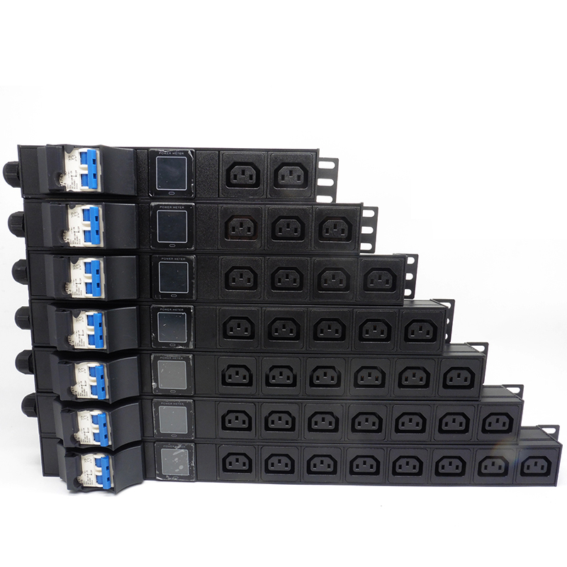 รางปลั๊กไฟ PDU Power Strip Digital Display Current Voltage Power Meter 16A Air Switch C14 Plug ...