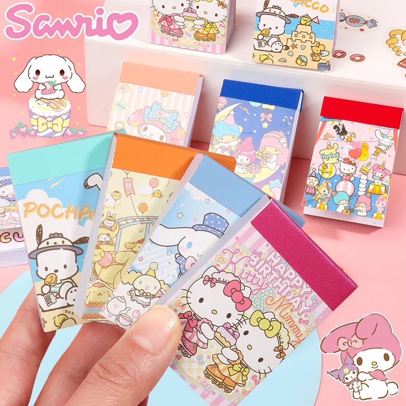 50Sheets Sanrio Stickers Book Hello Kitty Cinnamoroll Kuromi Kids Mini ...