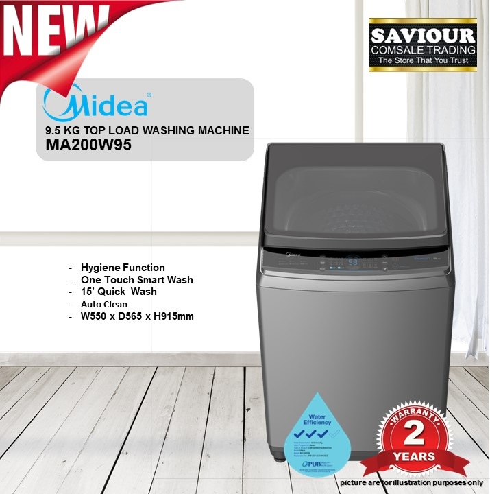 Midea MA200W85 - Lunar Dial Series 8.5kg Top Load Washing Machine ...