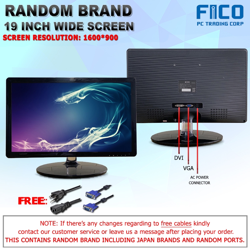 （DOO）(Surplus) RANDOM BRAND LED Monitor 24/23/22/19 inch | Lazada PH