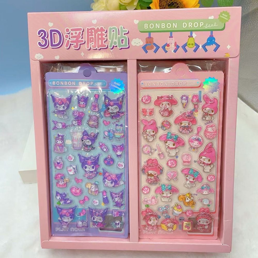Cute Anime Sanrio/Labubu 3D Crystal Sticker Stereoscopic Effect Stress ...