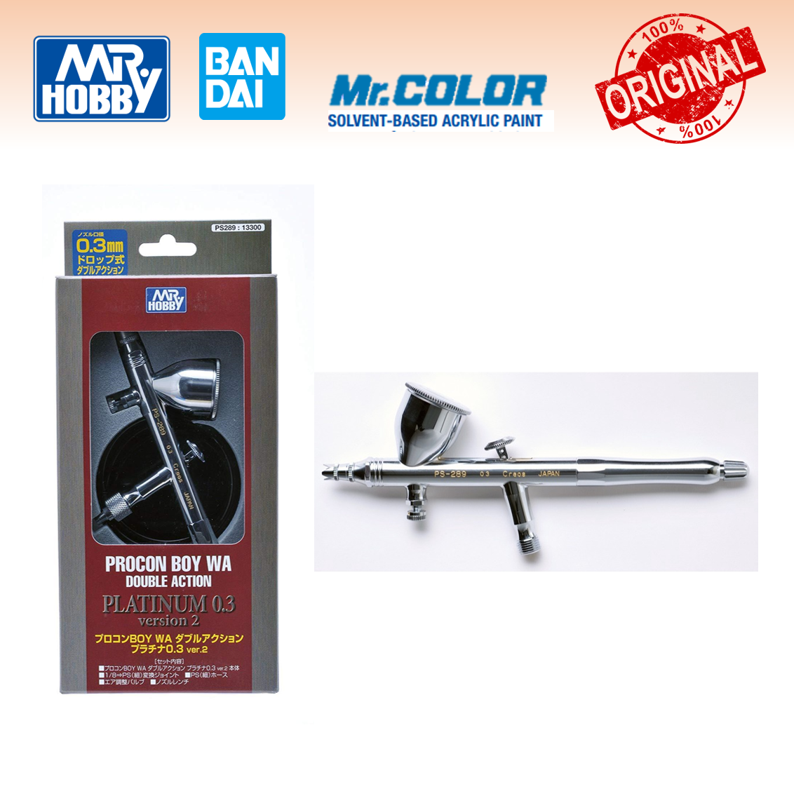 Mr Hobby Mr Procon Boy Airbrush FWA Platinum 0.3mm PS289 Double Action Type Gundam Paint | Lazada
