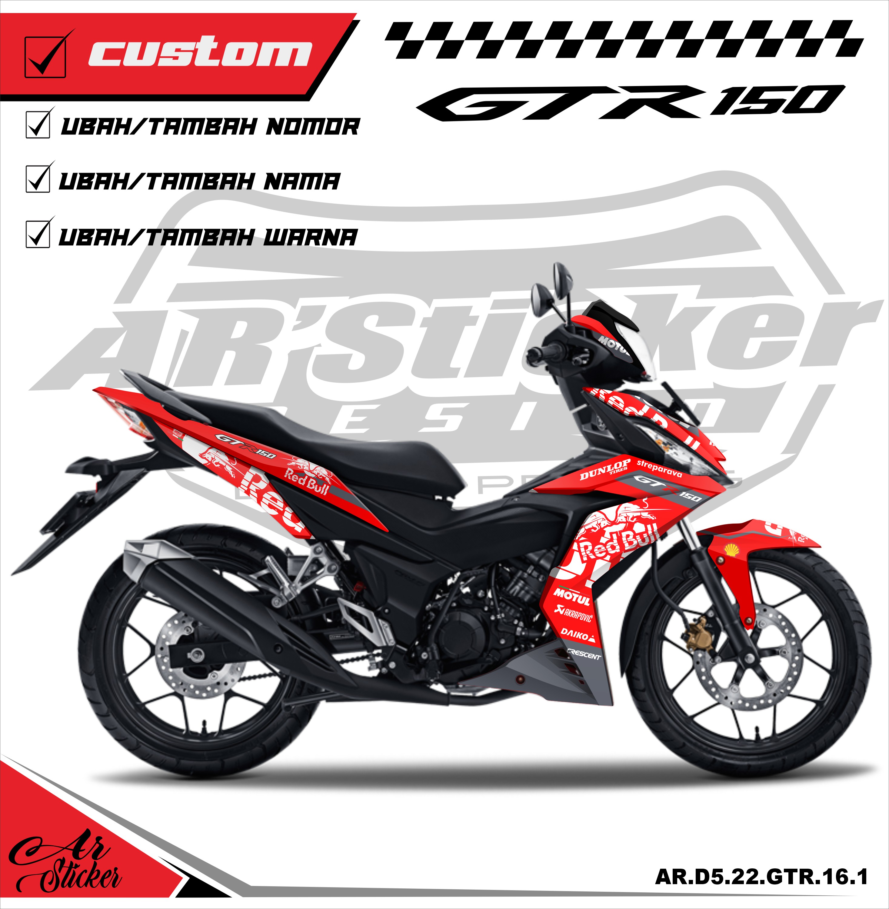 Decal Supra GTR 150 Hologram Pelangi, Chrome - Stiker Dekal Honda GTR ...