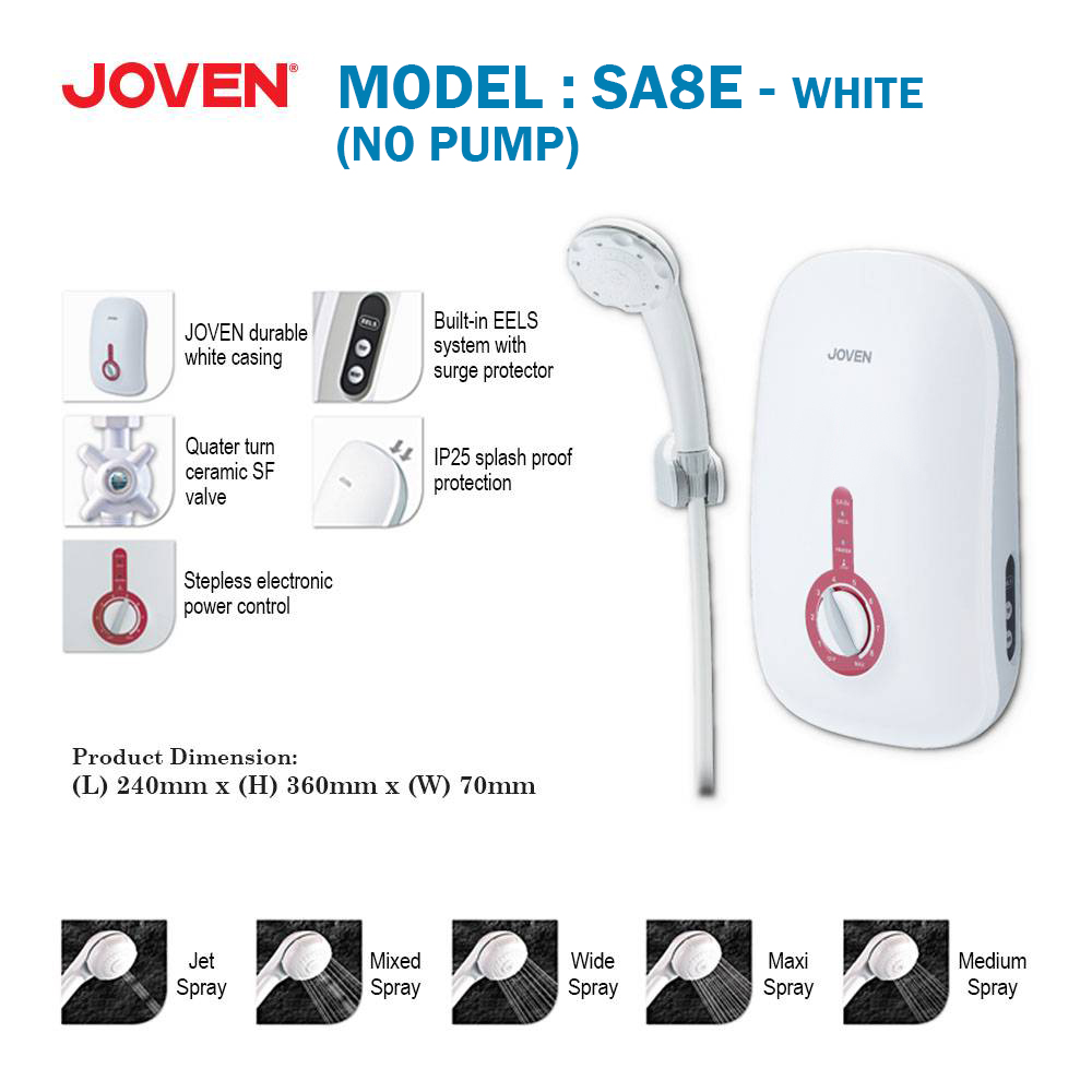 Joven Instant Water Heater SB11 Series SB11e SB11iP RS Inverter DC Pump Pemanas Air Bilik Air ...