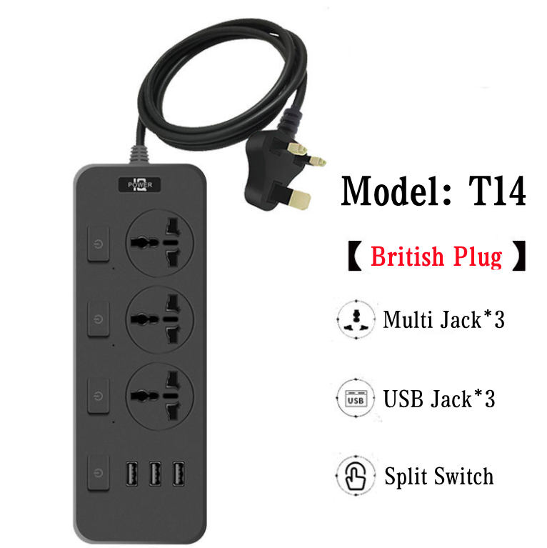 British Standard conversion powerboard USB socket multi-function plug ...