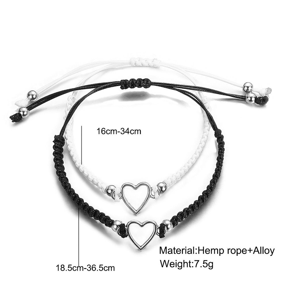 【Hot】INS LOVE Woven Bracelet Adjustable Black White Bracelet Jewellery ...
